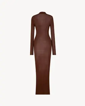 Saint Laurent Cassandre Collar Dress In Rib-knit Silk