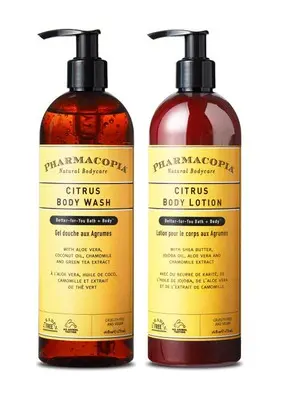 PHARMACOPIA NATURAL BODYCARE Citrus Body Wash And Lotion Bundleenergizing Aromatherapy - White