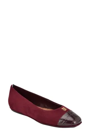 Tommy Hilfiger Bekim Faux Leather Flat - Deep Bordeaux