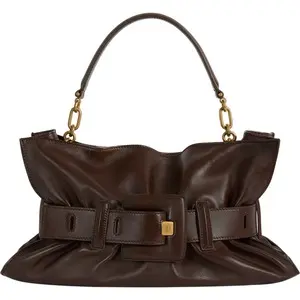 Balmain Anthem Medium Bag In Smooth Leather - Dark Brown