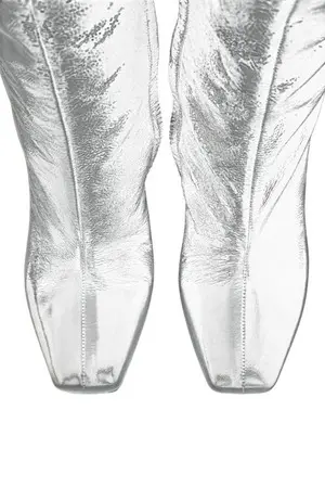 Balmain Wedge Boots In Crinkled Patent Leather