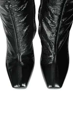 Balmain Crinkled Patent Leather Wedge Boots