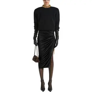 Balmain Flowing Jersey Midi Skirt With Slit