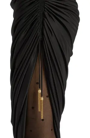 Balmain Flowing Jersey Midi Skirt With Slit