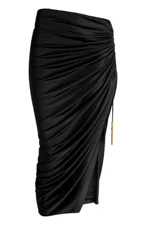 Balmain Flowing Jersey Midi Skirt With Slit