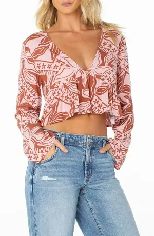 Roxy Night Sky Print Cropped Top - Chutney