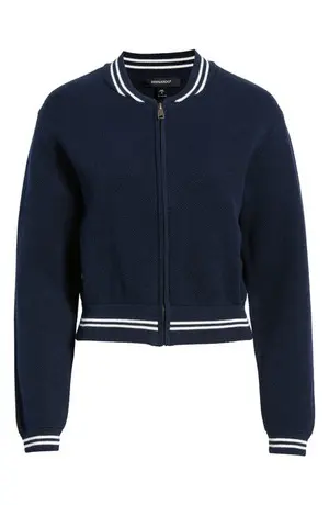 Bernardo Varsity Zip-up Cotton Sweater