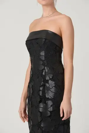 Shoshanna Leather Cut-out Lace Serena Dress
