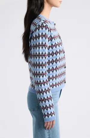 FRAME Wool & Cashmere Fair Isle Cardigan - Periwinkle Fairisle