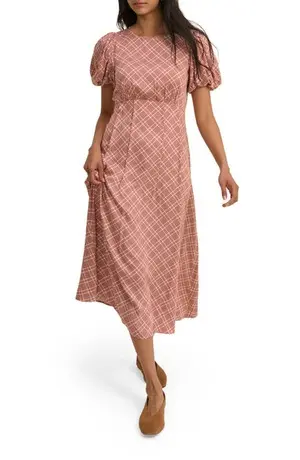 NOBODY'S CHILD Quinn Puff Sleeve Midi Dress - Multi