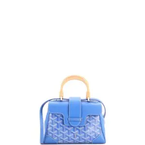 Goyard Saigon Top Handle Bag Coated Canvas With Leather Mini - Blue
