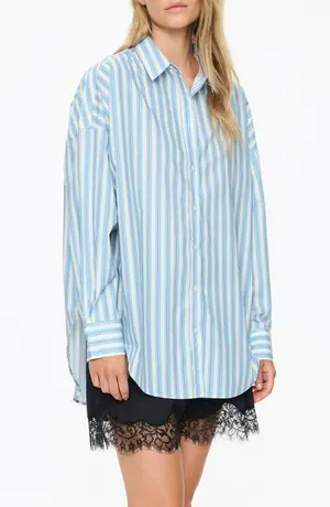 LMND Mara Stripe Cotton Button-up Shirt