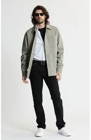 JACHS Brushed Bull Denim Chore Coat - Olive