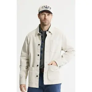 JACHS Brushed Bull Denim Chore Coat - Stone