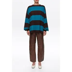 Bimba Y Lola Oversized Striped Long Sleeve T-shirt - Teal