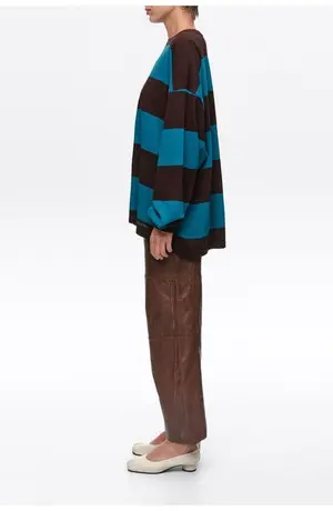 Bimba Y Lola Oversized Striped Long Sleeve T-shirt - Teal