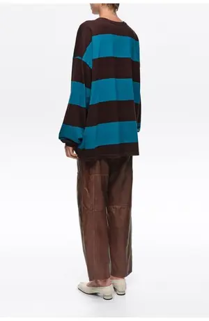 Bimba Y Lola Oversized Striped Long Sleeve T-shirt - Teal