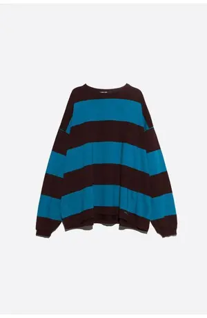 Bimba Y Lola Oversized Striped Long Sleeve T-shirt - Teal