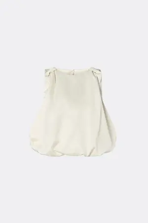 MALINA Valentina Knotted Shoulder Satin Top - Pearl