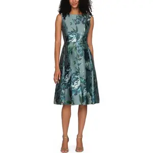 KAY UNGER Anastasia Fit & Flare Sleeveless Cocktail Dress - Iceberg