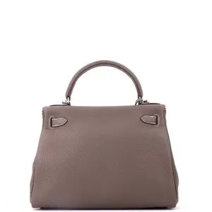 Hermès Kelly Handbag Clemence With Palladium Hardware 28 - Grey
