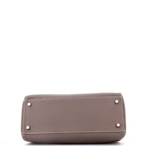 Hermès Kelly Handbag Clemence With Palladium Hardware 28 - Grey