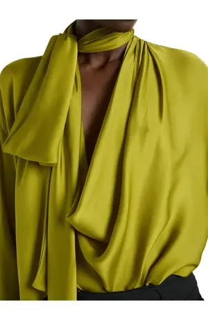 Balmain Draped Silk Chiffon Blouse