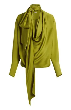 Balmain Draped Silk Chiffon Blouse