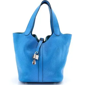 Hermès Picotin Lock Bag Clemence Mm - Blue