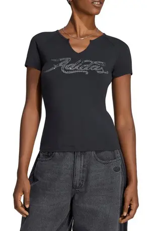 ADIDAS ORIGINALS Crystal Logo Graphic Slim T-shirt - Black