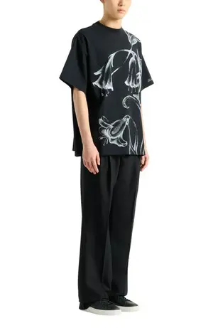 Balmain Printed Flower T-shirt - Black