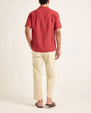 Orlebar Brown Maitan Lino Relaxed-fit Shirt - Dark Ruby