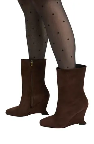 Balmain Wedge Ankle Boots In Suede