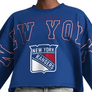 STARTER New York Rangers Bleachers Cropped Drop Shoulder Sweatshirt