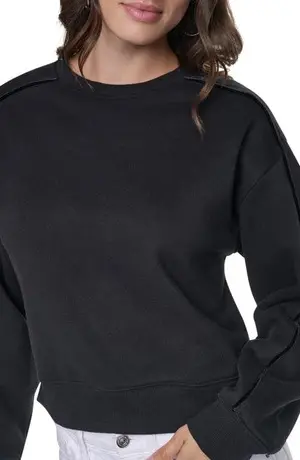 Dkny Velvet Logo Cotton Blend Sweatshirt - Black