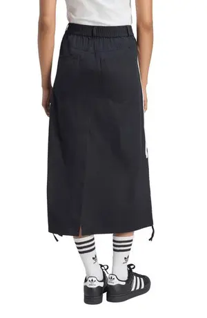 ADIDAS ORIGINALS Cotton Twill Midi Skirt - Black