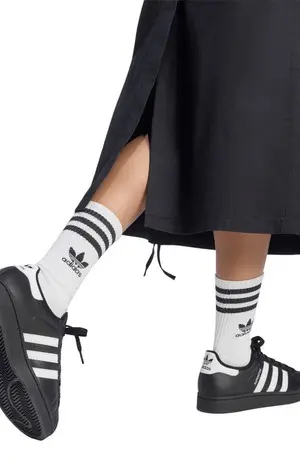 ADIDAS ORIGINALS Cotton Twill Midi Skirt - Black