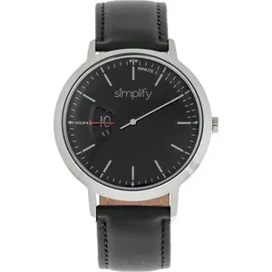 SIMPLIFY The 6500 Leather Strap Watch - Black