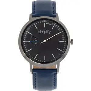 SIMPLIFY The 6500 Leather Strap Watch - Blue