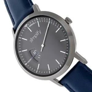 SIMPLIFY The 6500 Leather Strap Watch - Blue
