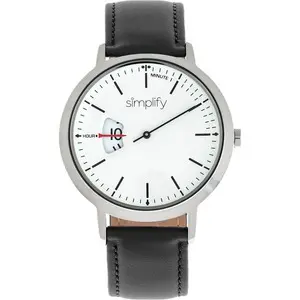 SIMPLIFY The 6500 Leather Strap Watch White