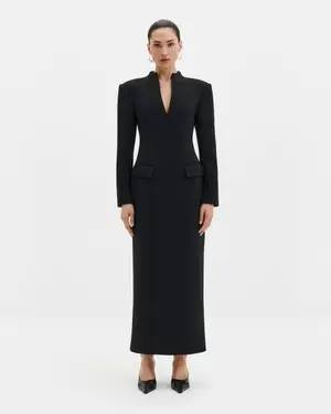 MALINA Vanesa Deep V-neck Maxi Dress - Black