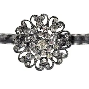 MADISON BEVERLY HILLS Vintage 1970s Floral Rhinestone Buckle Belt