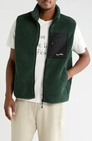 MUSEUM OF PEACE & QUIET Wordmark Fleece Vest - Pine
