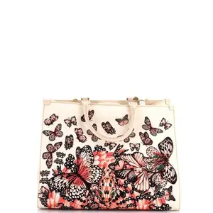 BVLGARI Convertible Shopping Tote Printed Canvas And Leather