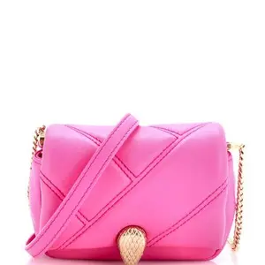 BVLGARI Serpenti Cabochon Shoulder Bag Diagonal Quilted Leather Micro