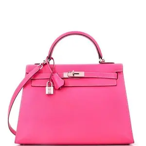 Hermès Kelly Handbag Epsom With Palladium Hardware 32 - Pink