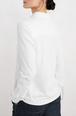 SEASALT CORNWALL Teasel Head Organic Cotton Knit Button-up Shirt