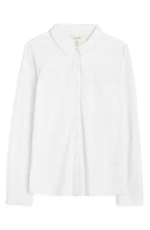 SEASALT CORNWALL Teasel Head Organic Cotton Knit Button-up Shirt