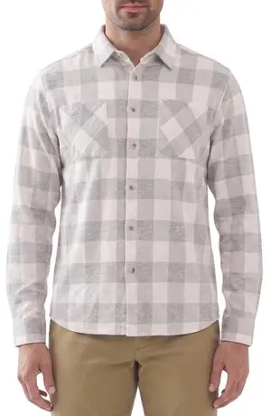 REPORT COLLECTION Check Flannel Button Up Shirt - 70 Grey